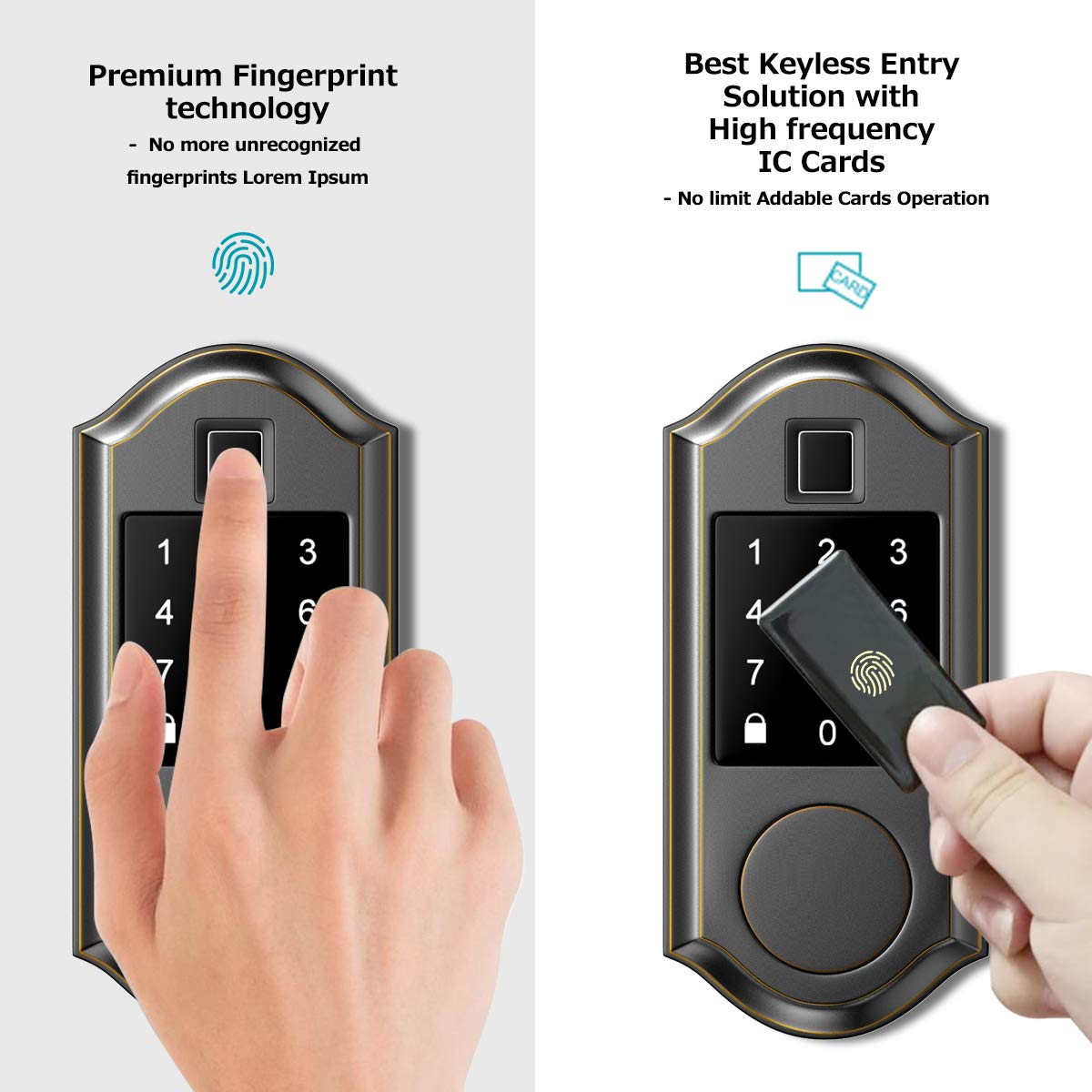 Narpult Smart Door Lock, Fingerprint Electronic Deadbolt Door Lock, Keyless Entry Door Lock Featuring Auto-Locking, Smart Door Lock for APP/FOBS/Biometric/Codes/Keys, Works with Alexa - ORB Bronze