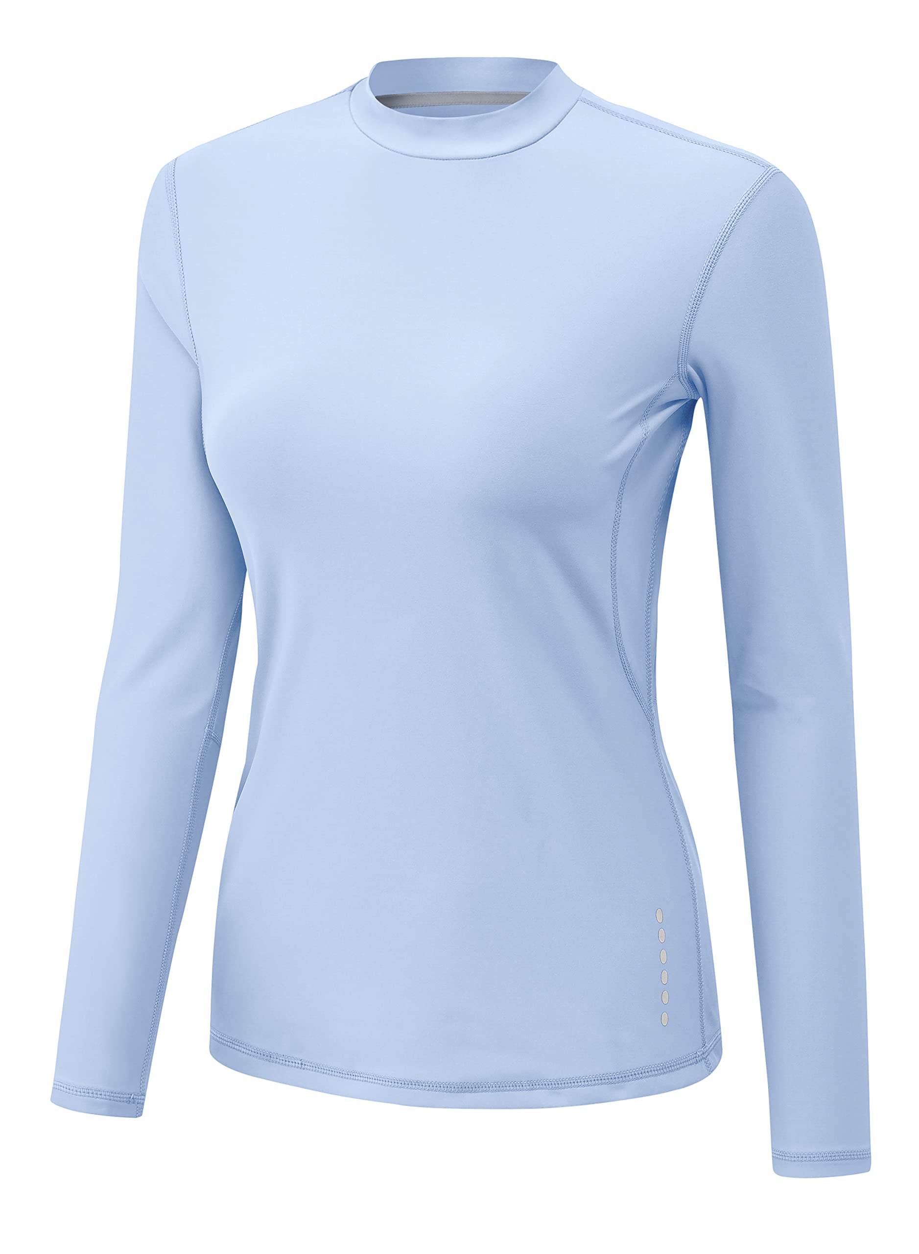 TBMPOY Womens Fleece Mock Neck Long Sleeve Running Shirts Thermal Base Layer Active Tops Grayish Purple S
