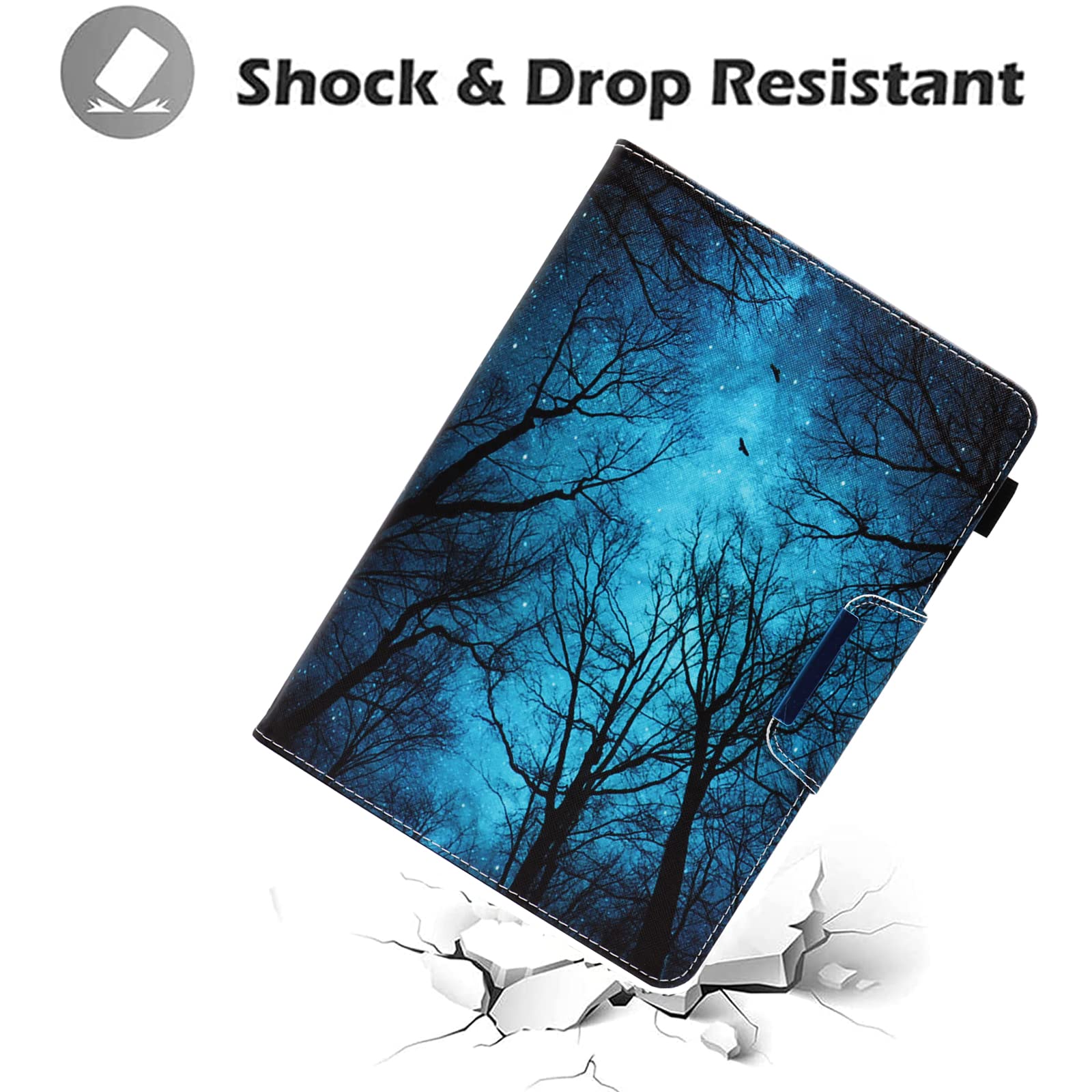 Universal 7 8 Inch Android Tablet Case, Nannxiebky Multi-Angle Viewing Stand PU Leather Wallet Tablet Case Cover for 7 8 Inch and More 7" - 8.5" Tablet, Bird Flower
