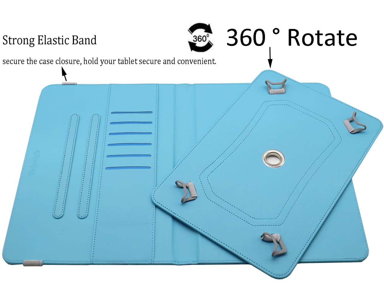 Universal 8 Inch Tablet Case, Universal 7 Inch Tablet Case, Viclowlpfe Multi-Angle Viewing Rotating Stand Wallet Case for 7.0-8.5 Inch Tablet, Blue Butterfly