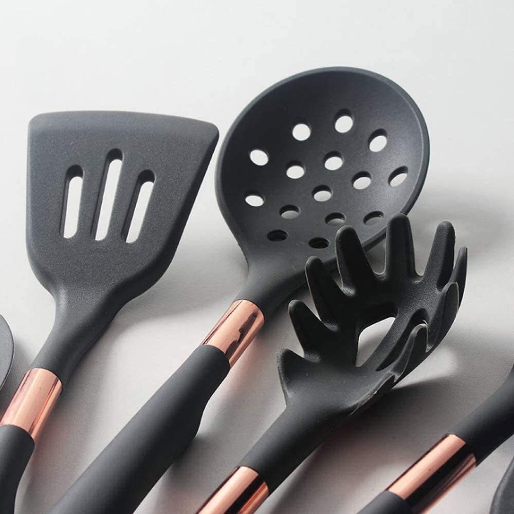 LMMDP Silicone Stainless Steel Kitchenware Non-stick Cookware Cooking Tool Spatula Ladle Shovel Spoon Soup Kitchen Utensils Set
