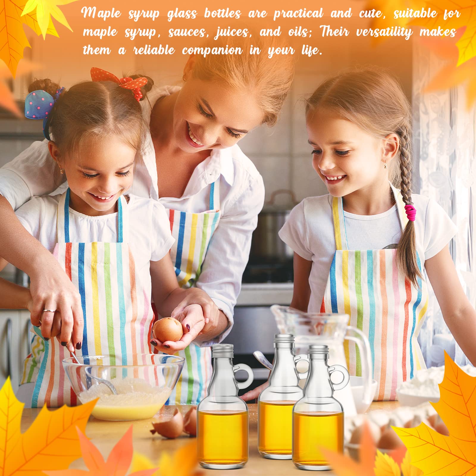 Meanplan Glass Syrup Bottles Bulk Maple Syrup Bottles with Aluminum Lids Syrup Container Maple Syrup Jar and Funnels for Potion Juice Milk Storage Gift Sauce Oil, 3.5 oz (28 Pcs)