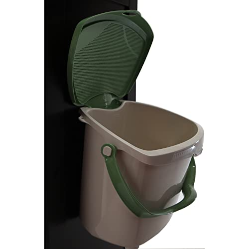 Redmon For Kids Sure-Close Kitchen Food Scrap Lid Pail, Tan-Eco Green