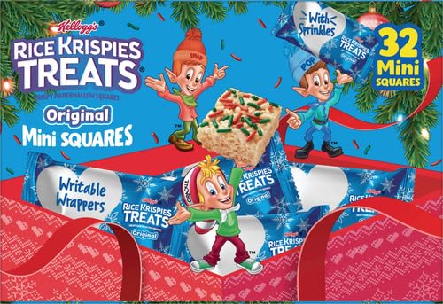 Rice Krispies Treats Mini Marshmallow Snack Bars, Holiday Treats, Kids Snacks, Original with Holiday Sprinkles, 12.4oz Box (32 Bars)