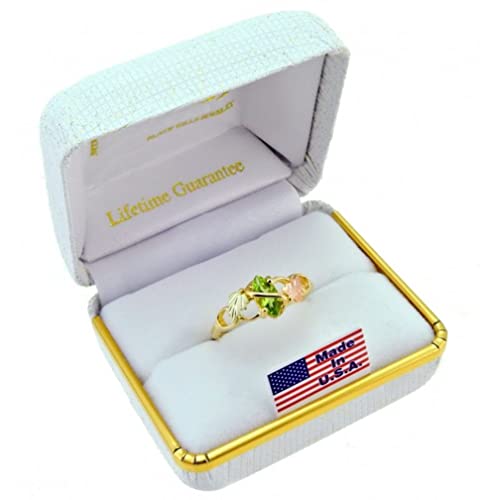 Marquise Peridot Slim Profile Ring, 10k Yellow Gold, 12k Green and Rose Black Hills Gold Size 10