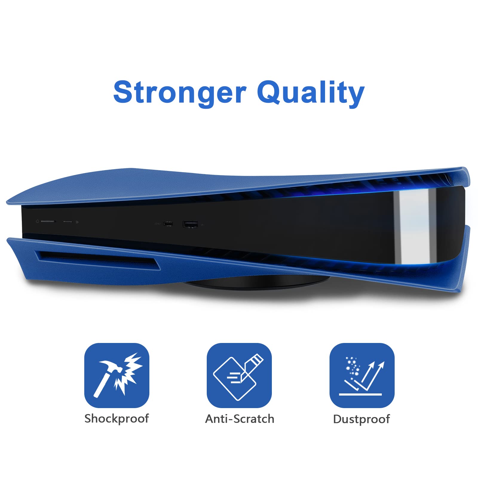NICEMOVIC PS5 Cover Plates for Playstation 5 Disc Edition, Hard Shockproof PS5 Face Plates Shell Skin Case, PS5 Console Accessories, ABS Anti-Scratch Dustproof Replacement Faceplate (Blue)