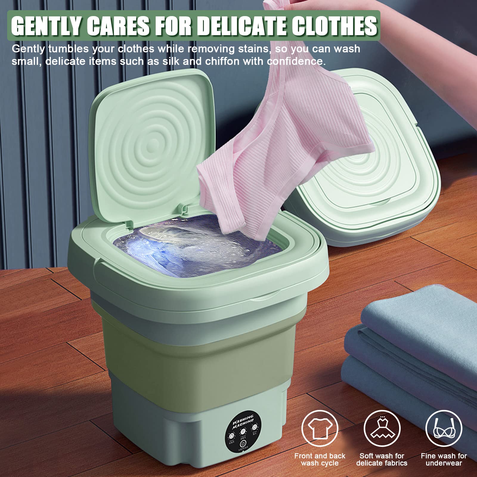 Portable Washing Machine, Foldable Mini Washing Machine, Small Portable Washer for Baby Clothes, Underwear or Small Items, Apartment, Dorm, Camping, RV Travel laundry
