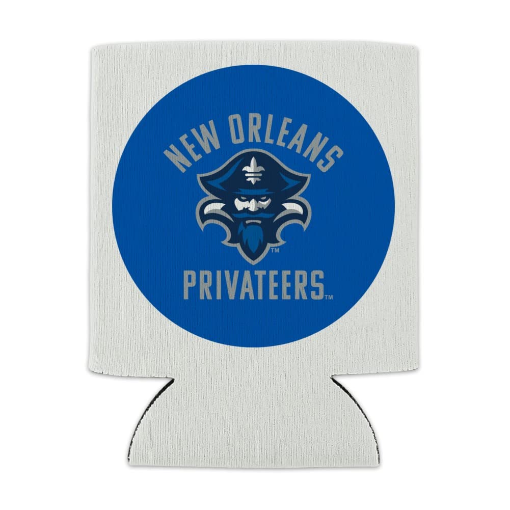 The University of New Orleans Privateers Logo Can Cooler - Drink Sleeve Hugger Collapsible Insulator - Beverage Insulated Holder