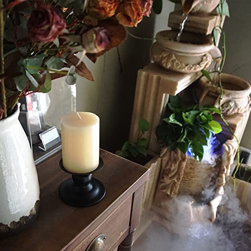 Young&L 2 Pcs Matte Black Candle Holders,Metal Decorative Candle Holders Ideal for Pillar Candles,Bedroom Living Room Fireplace,Wedding Decor, Home Decor Gifts Retro Candleholder