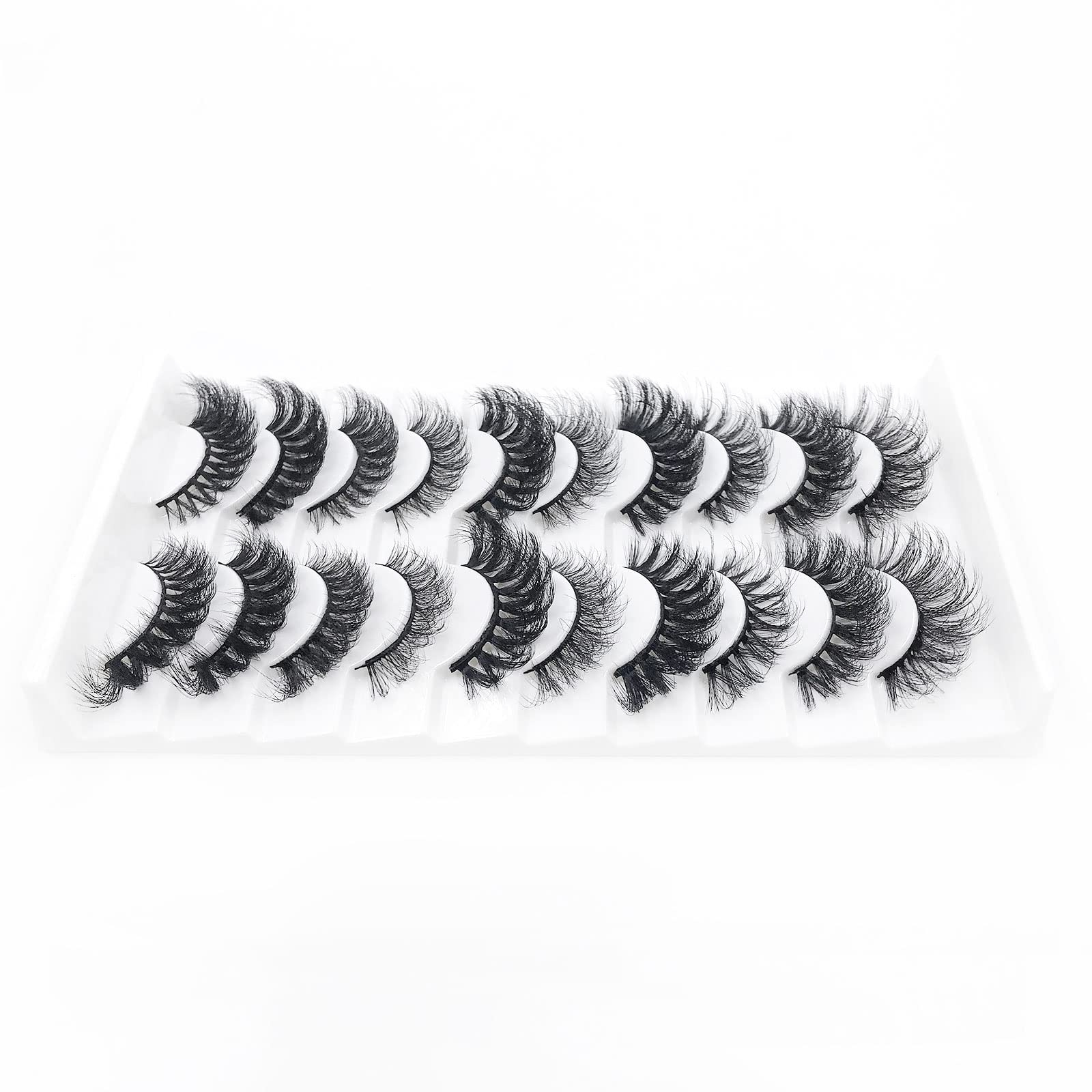 YUANBAO 10 Pairs Eyelashes Natural Look 3D Fake Eyelashes 10 Styles False Eyelashes 100% Handmade Long Cat Eye Lashes Dramatic Lashes Pack Reusable Natural Lashes Soft Fluffy Eye Lashes Fake Eye Lash Multipack (Mix)