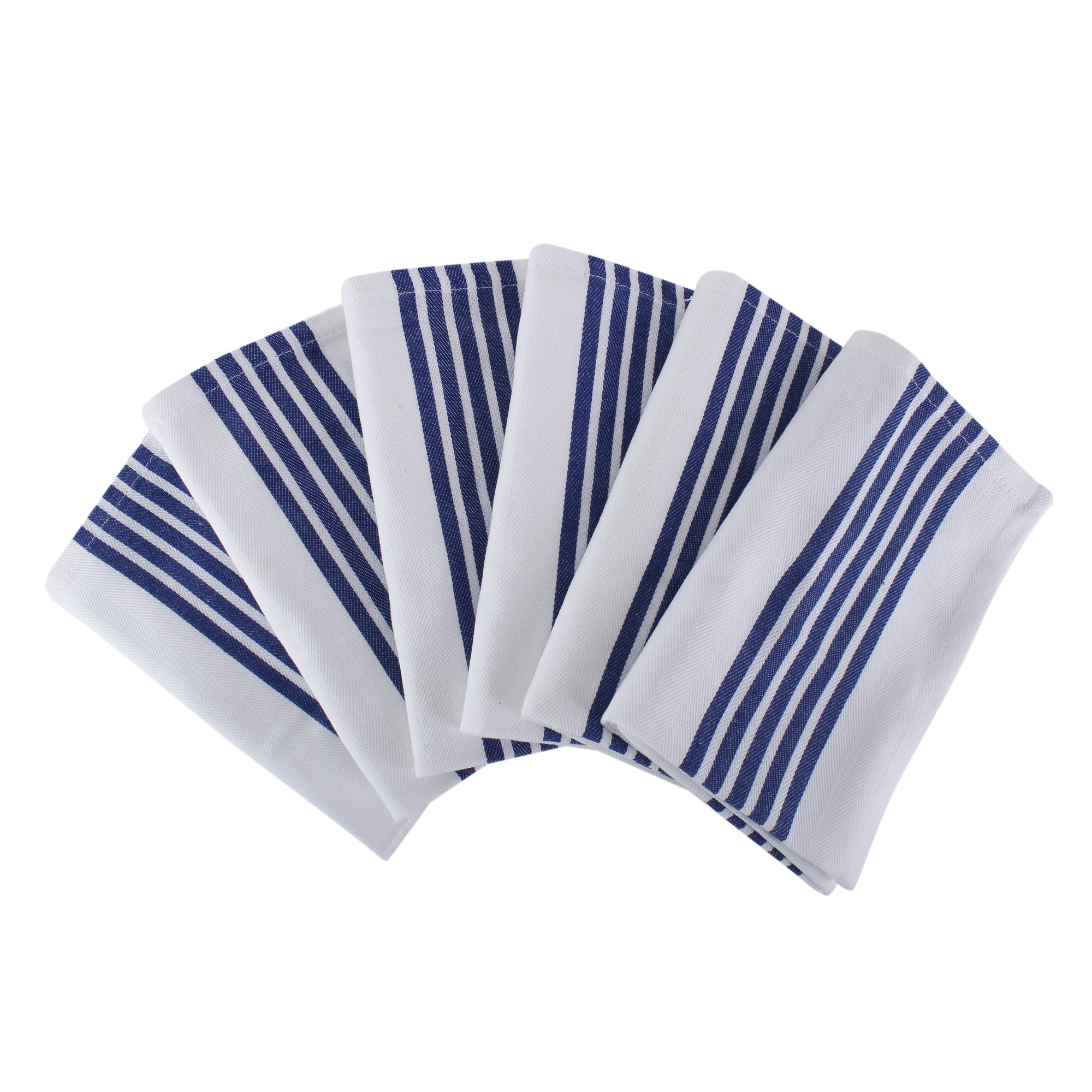 The Weaver's Blend 100% Cotton Kitchen Towels with Blue Stripe Design | Kitchen Towels and Dish Cloths | Size 28βx18β | Set of 6