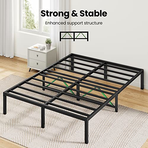 Marsail King Size Bed Frame, 14 Inch Metal Platform Bed with Enhanced Support Structure & Enclosing Edges, Metal Bed with Large Storage Space, 1400 lbs Max Weight, No Box Spring Needed, MSBFK01