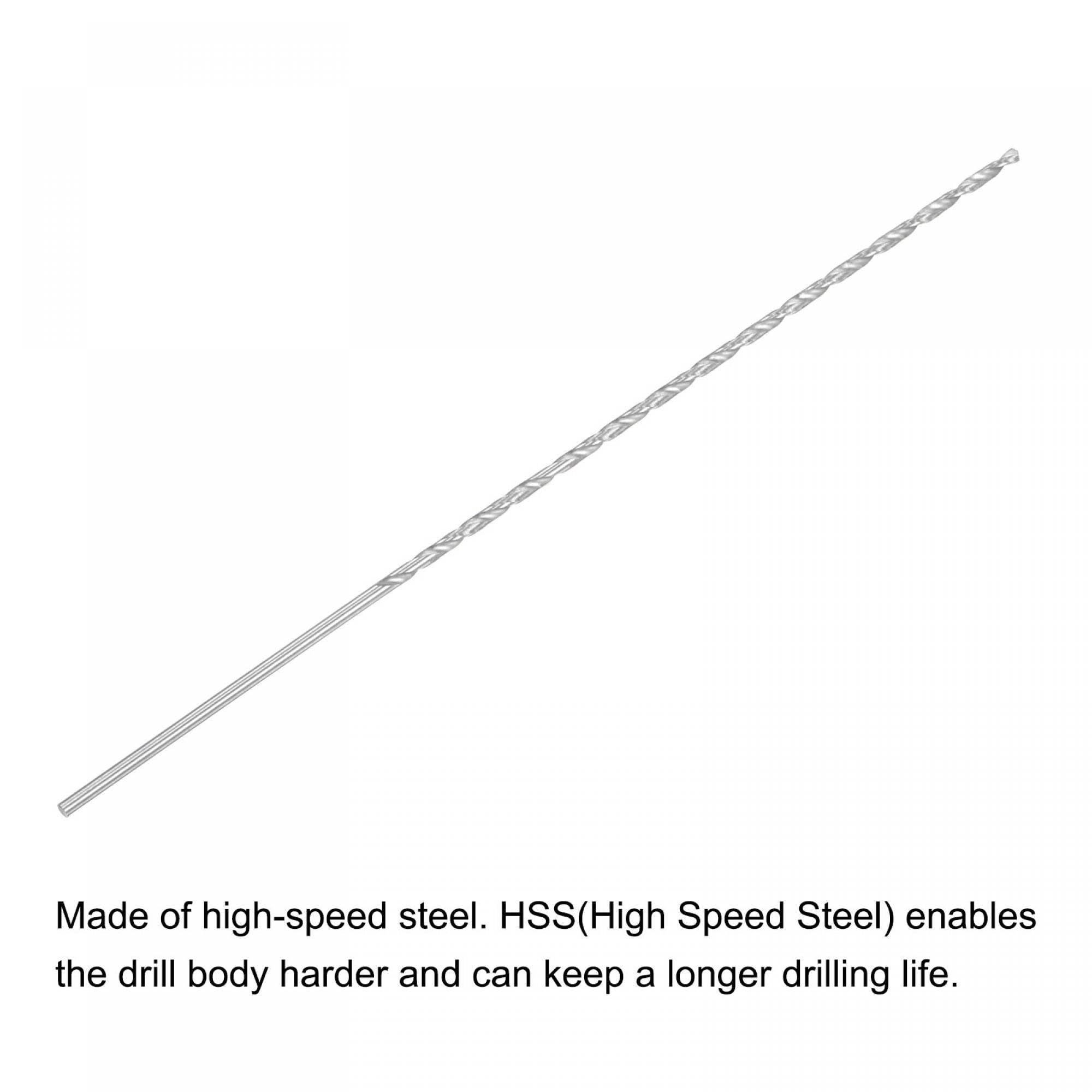 uxcell HSS(High Speed Steel) Extra Long Twist Drill Bits, 2.5mm Drill Diameter 250mm Length 6 Pcs
