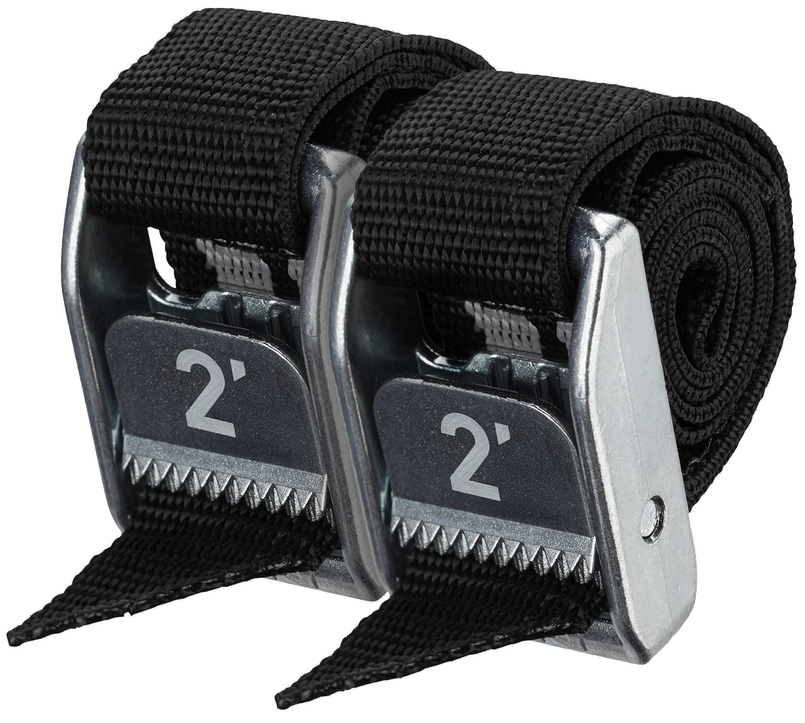 NRS 1" Heavy Duty Tie Down Strap 2 Pack - Stealth Black 2ft - Cargo Roof Rack Strap for Vehicle, Trailer, Outdoor