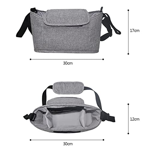 Universal Stroller Organizer,Non-Slip Stroller Caddy Accessories with Insulated Cup Holder,stroller bag organizer for Carrying Diaper, iPhone,Toys & Snacks,Fits Britax, Uppababy,BOB Stroller (Grey)
