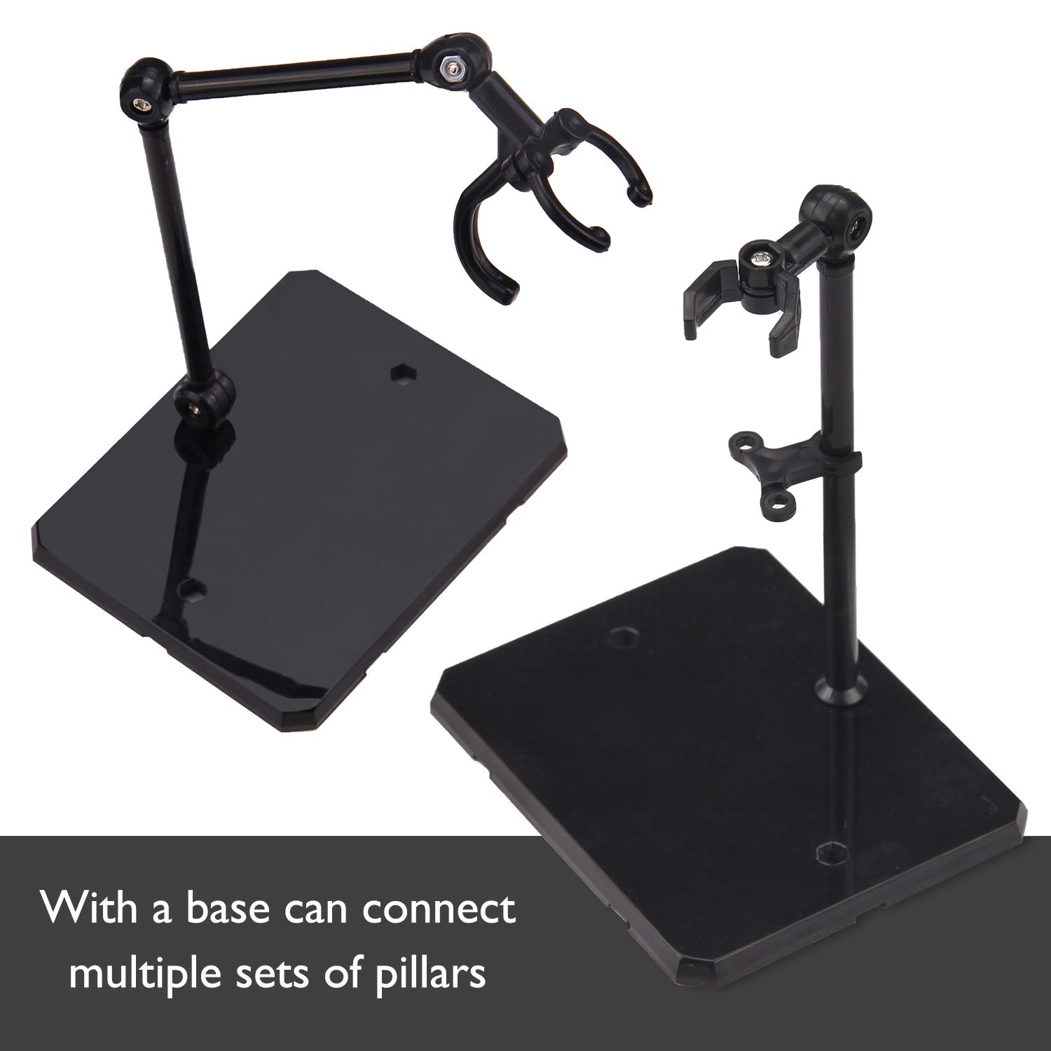 Migaven Action Figure Stand,8Pcs Assembly Action Figure Display Holder Base Doll Model Support Stand Compatible with HG RG SD SHF Gundam 1/144 Toy Black