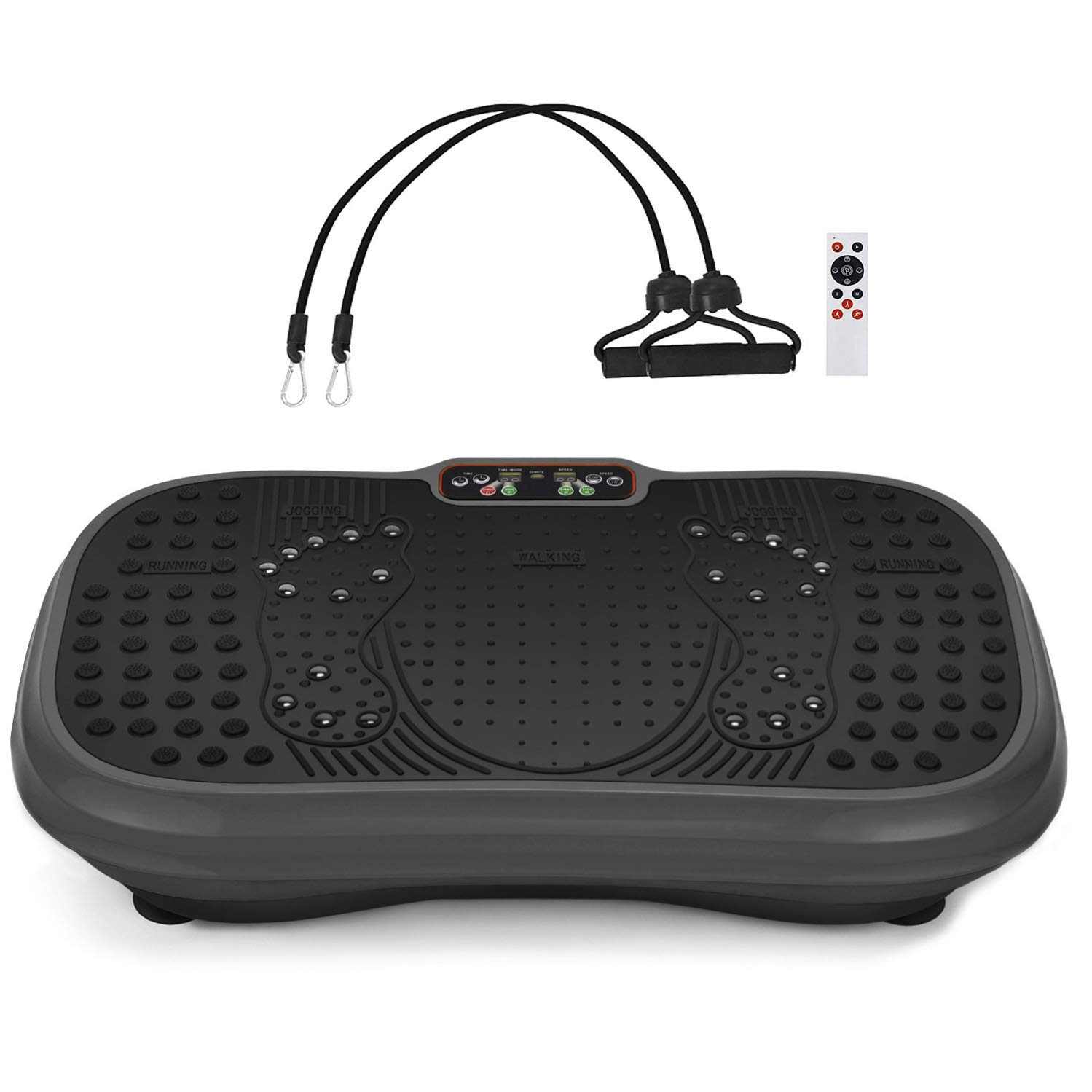MUCHOO Vibration Plate Fitness Machine Whole Body Workout Platform Machine w/Loop Bands Body Slimmer Weight Loss and Home Training & Exercise-Black