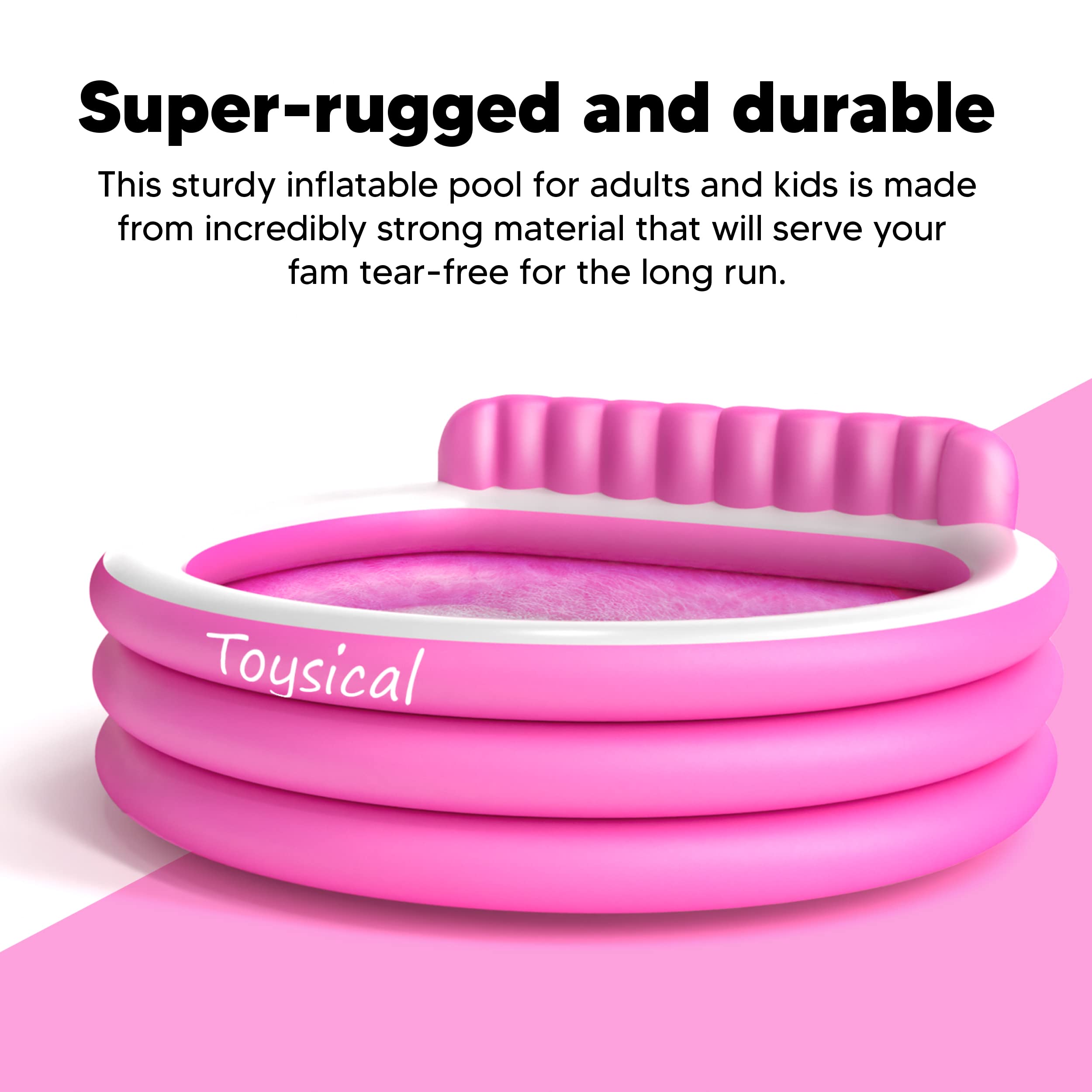 Toysical Round Lounge Inflatable Pool with Seats and Backrest for Kids, Family and Adults, β88 x 85 x 21β