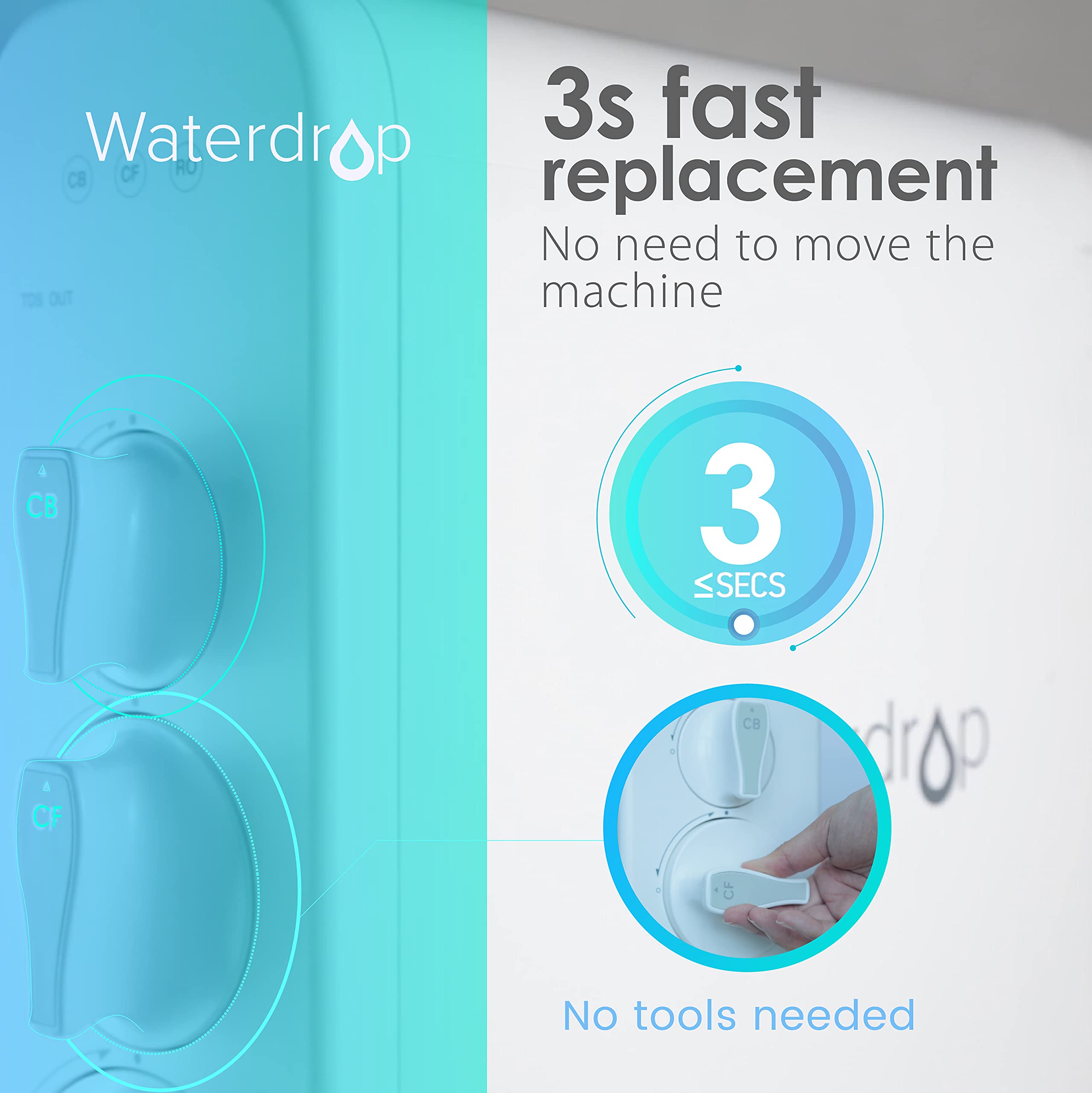 Waterdrop G3P800 Reverse Osmosis System with WD-G3-2CFCB Filter, 800 GPD Fast Flow, NSF/ANSI 42 & 58 & 372 Certified, 3:1 Pure to Drain