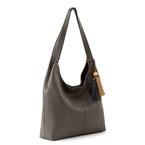 The Sak Huntley Hobo Bag in Leather, Double Strap Purse, Slate