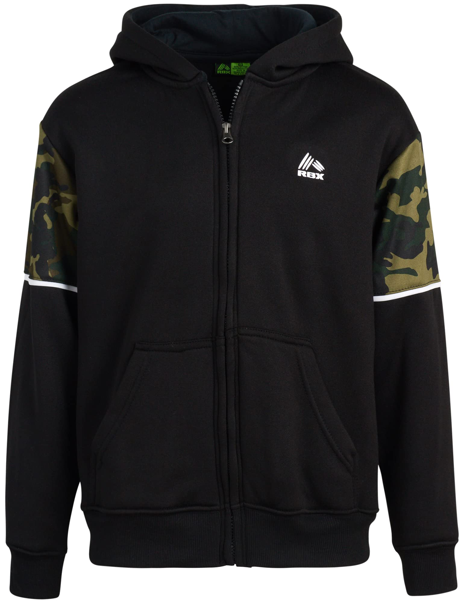 RBX Boys’ Sweatsuit Set – 2 Piece Fleece Hoodie Sweatshirt and Jogger Sweatpants (8-12), Size 12, Black Camo