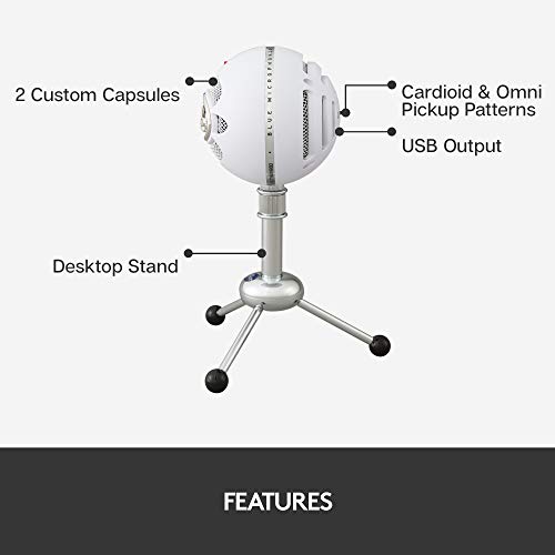 Logitech for Creators Blue Snowball iCE USB Microphone for Gaming, Streaming, Podcasting, Twitch, YouTube, Discord, Recording for PC and Mac, Plug & Play-Black