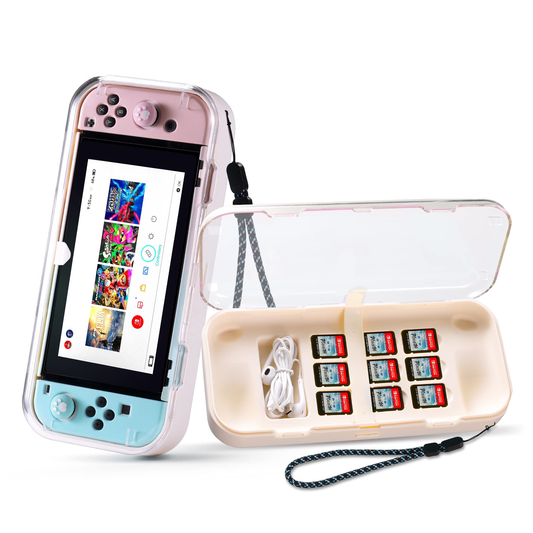 UYIYE Carry Case Compatible with Nintendo Switch/Switch OLED , Protective Hard Portable Travel Carry Case Brand new transparent carrying caseh,Perfect design, no odor, new experience (red)
