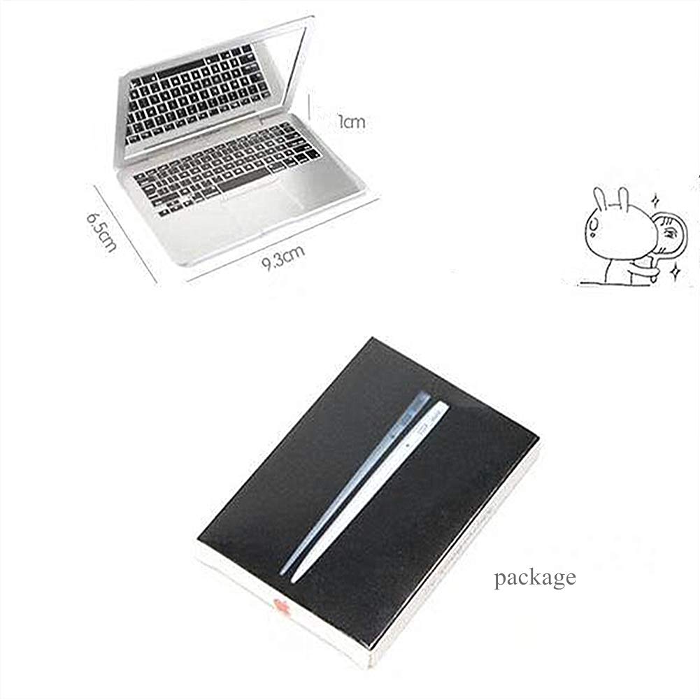 Makeup Mirror Mini Laptop Cute Pocket Mirror Portable Compact for Makeup Travel Pet Toy (Silver)