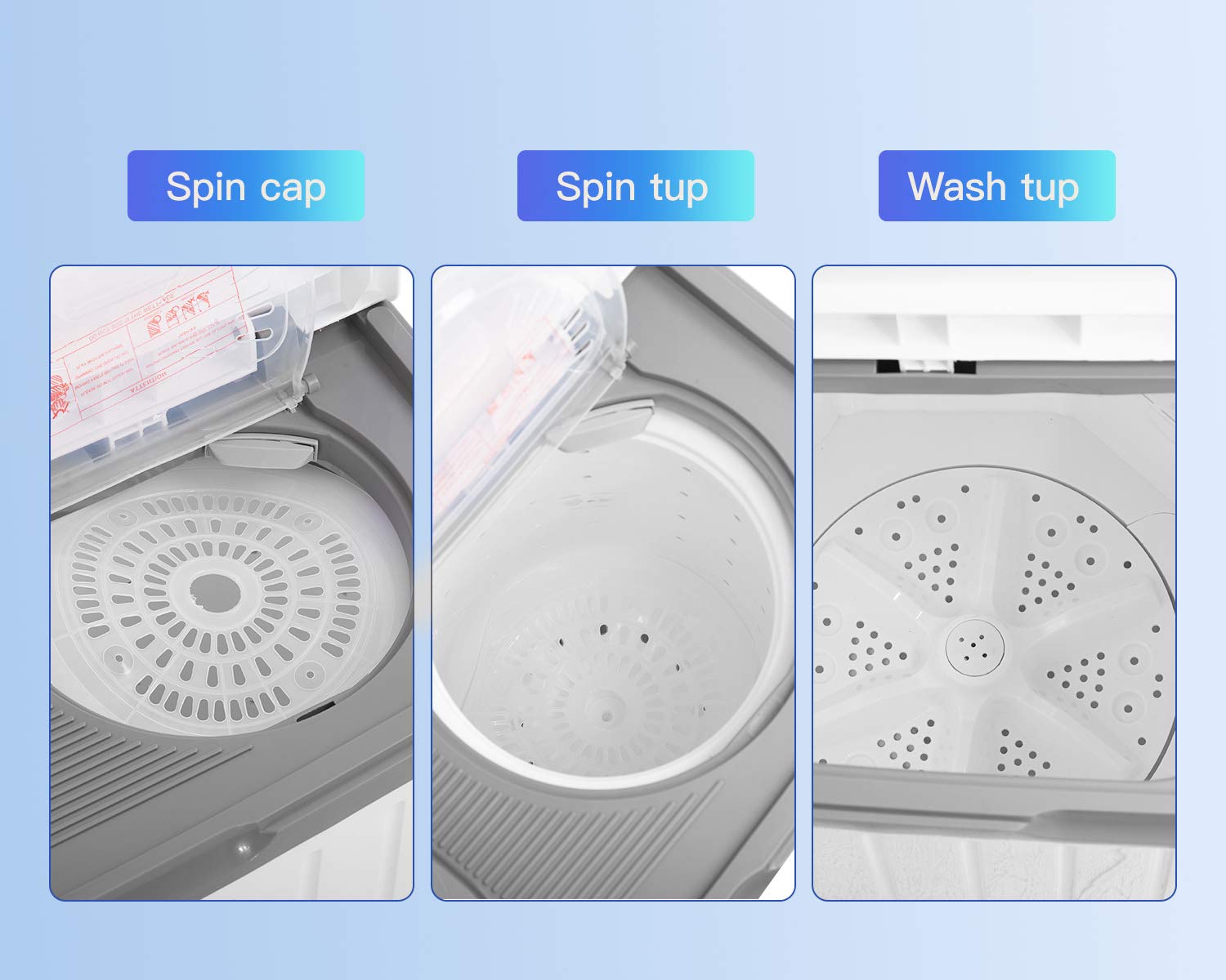 Portable Washing Machine 17 lbs Mini Compact Twin Tub Washer with Wash and Spin Dryer Combo Cloths Washing, Machine Lightweight Small Laundry Washer for Home, Apartments, Dorms, College Rooms(White)