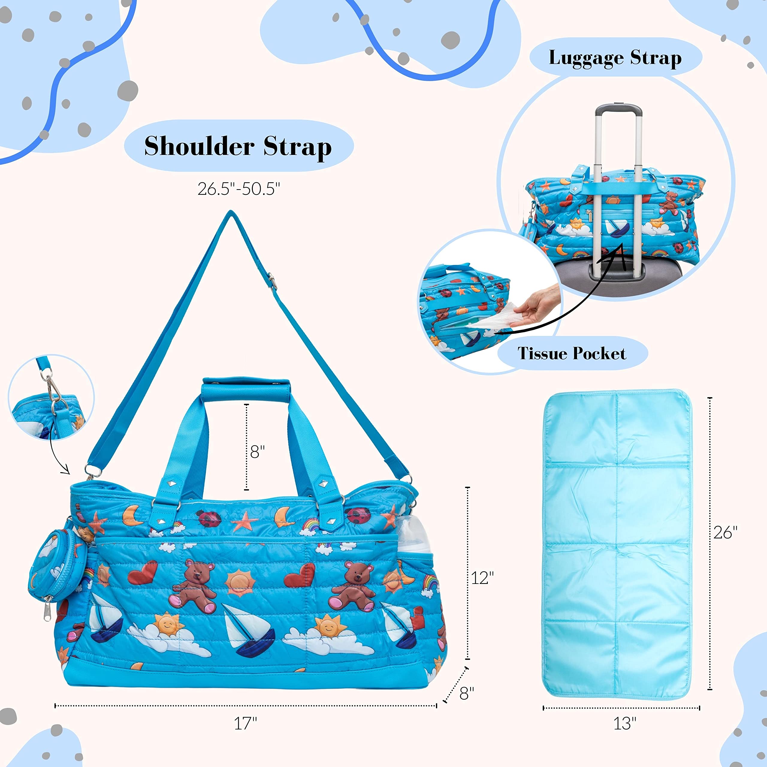 V & V LABEL VVVV Baby Diaper Bag Tote| Luxury Maternity Bag with Exclusive Pattern Design with Changing Pad, Pacifier Case, Organizing Bag| Baby Registry Ideas| Baby Shower