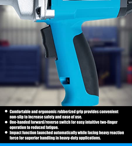 WILD EDGE Impact Wrench Kit, Heavy Duty 1/2 Inch Drive Corded Impact Gun, 7.5 Amp Max Torque 240 Ft-lbs & 2700 IPM, 4 Impact Sockets with Pin Anvil