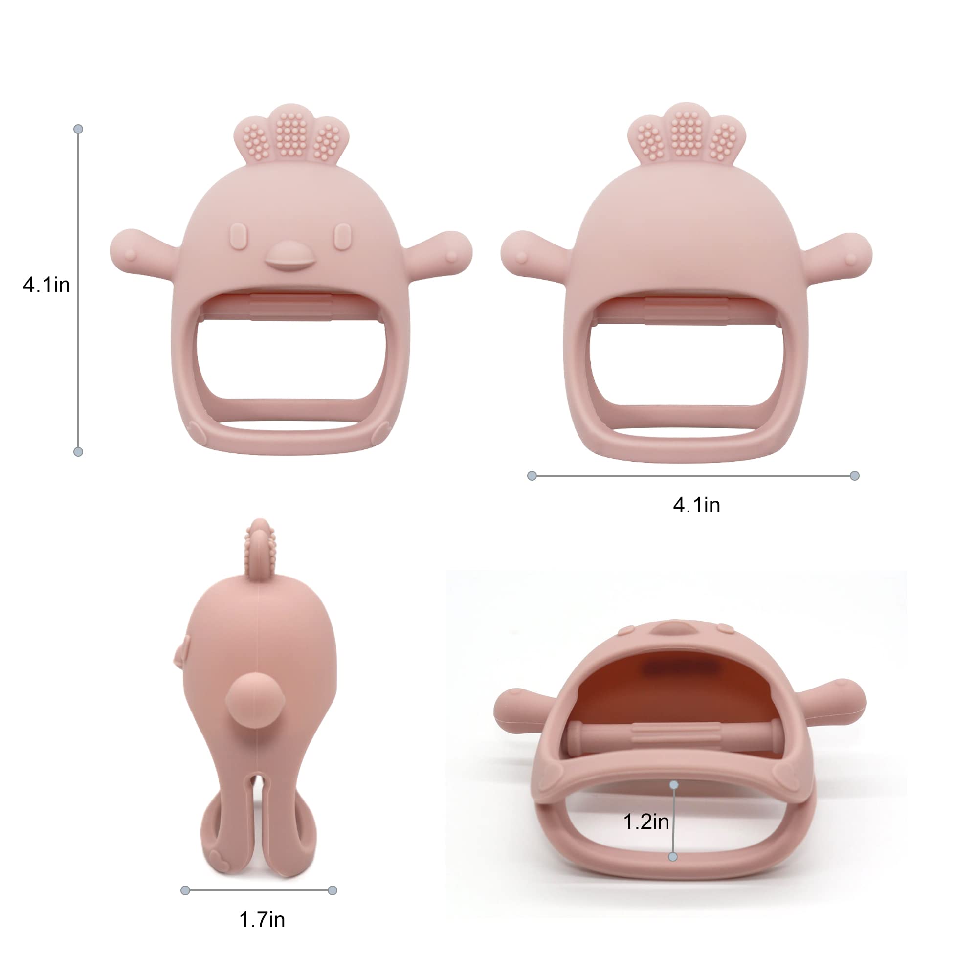 Smore Baby Silicone Teether Toy, Teether for Babies 0-6 Months, BPA Free, Anti Dropping Wrist Hand Teethers Baby Chew Toys, for Sucking Needs, for Soothing Teething Pain Relief (Olive)