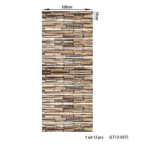Master_GGG Stickers 3D Innovative DIY Brown Brick Decorative Adhesive Stair Stickers - Waterproof Stair Riser Decals - Peel and Stick Stair Stickers Decoration 13pcs/set 18cm X 100cm