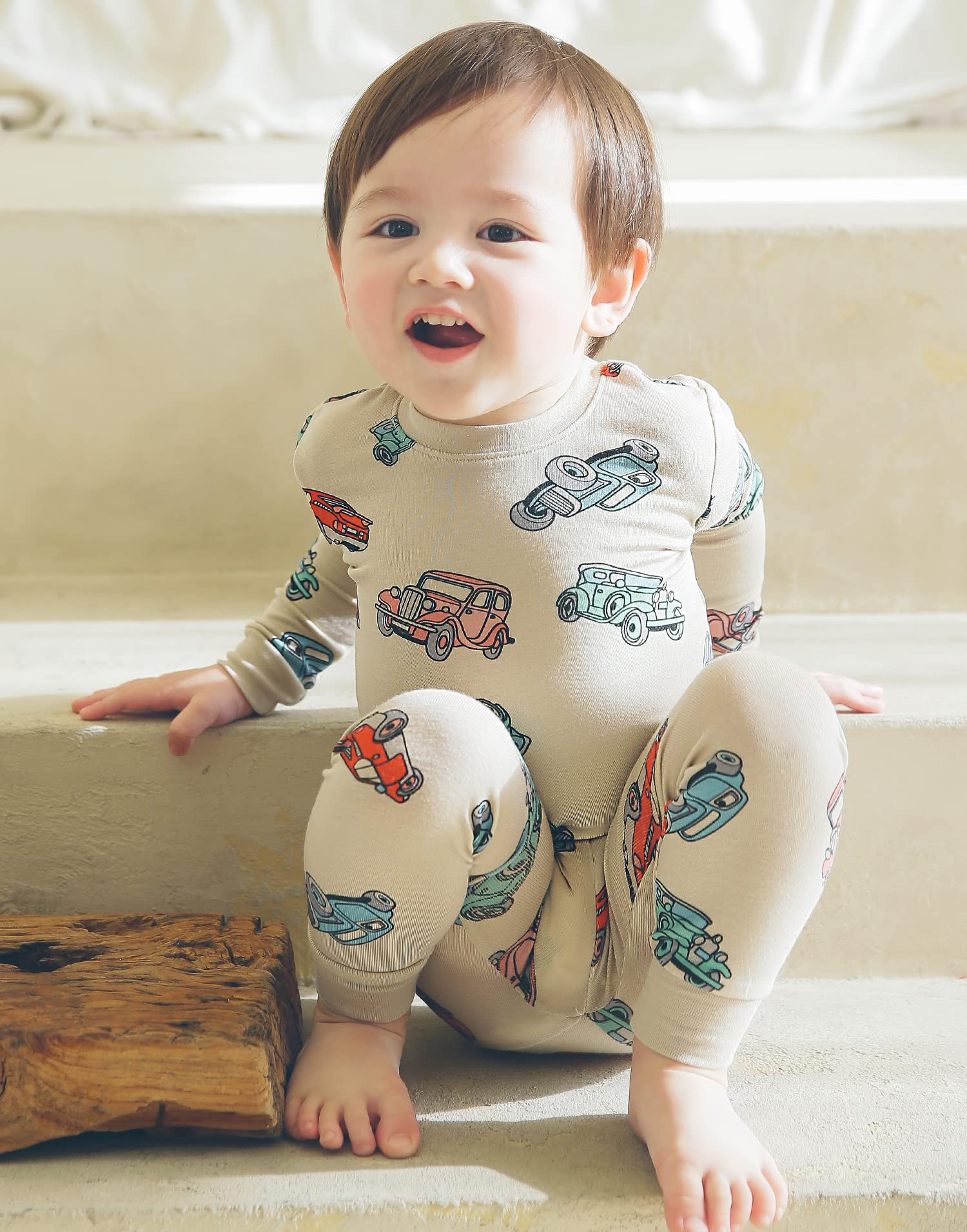 VAENAIT BABY Infant Toddler Girls Boys Pajamas Pjs 2pcs Set Modal Retro Car M