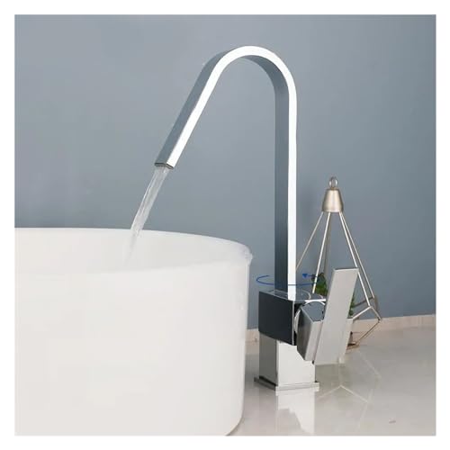 YAYAZUJI Bathroom Basin Faucet 360 Swivel Waterfall Spout Brass Bathtub Faucet Kitchen Mixer Faucet,Basin Faucet, Chrome, ZS-998