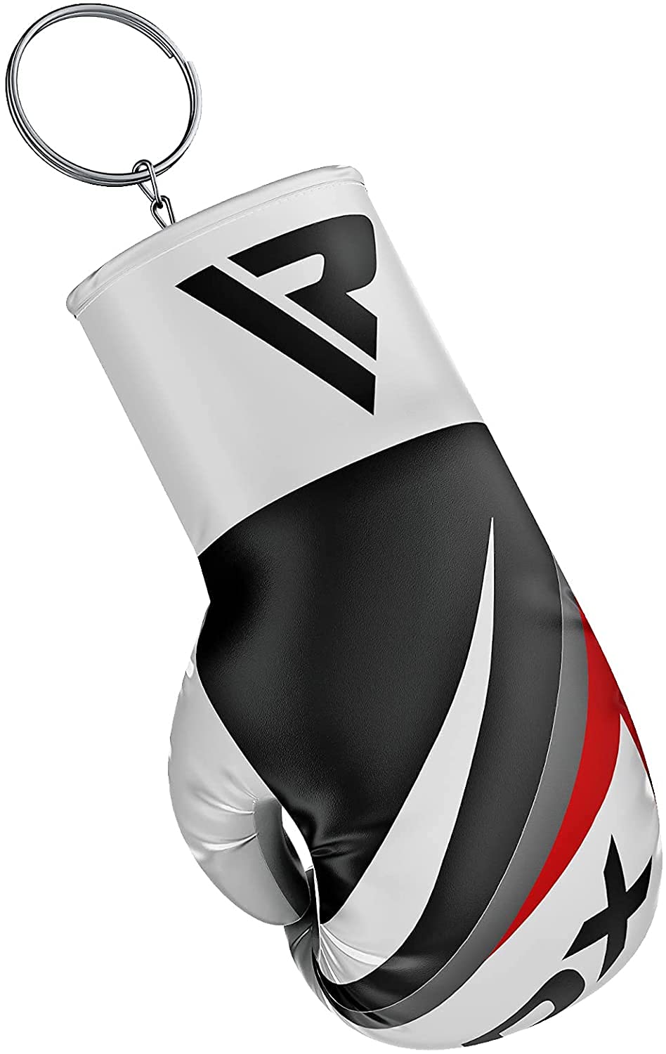 RDX Mini Boxing Gloves Key Chain, Maya Hide Leather Miniature Keyring Gift Accessories, 1 Piece Interior Decoration Home Gym Van Club Ornament, Black White