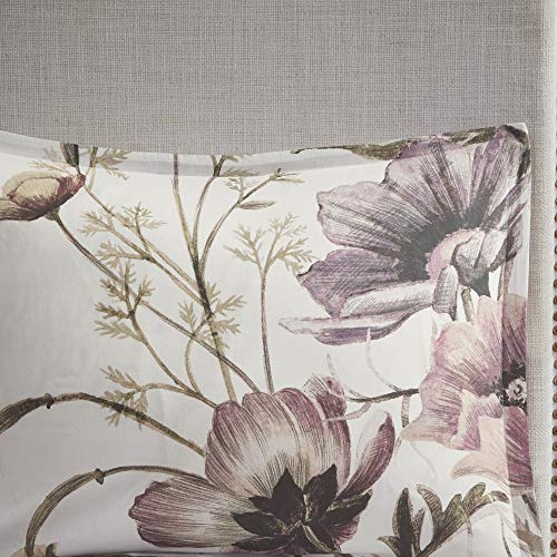 Madison Park Cassandra Cotton Blend Comforter Set - Feminine Design Colorful Floral Print, All Season Down Alternative Bedding Layer and Matching Shams, California King, Blush 8 Piece