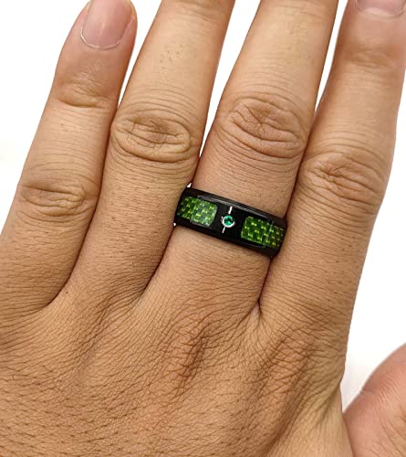 ringheart Couple Rings Black Matching Ring 1.5ct Green CZ Women Wedding Ring Sets for Him and Her His Her Wedding Ring