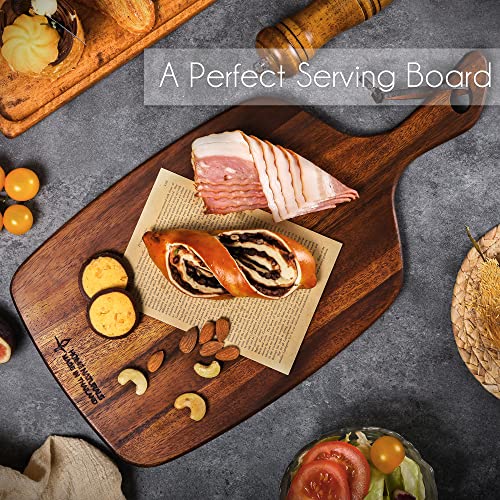 TALENT Wood Cutting Board, Wooden Cutting Boards for Kitchen, Acacia Wood Chopping Board, Serving Tray with Handles, for Meat Cheese and Vegetables, Pre Oiled, 18.9 x 9.5 x 0.6 in