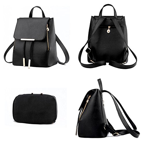 Mikty Women Mini Leather Backpack Multi-Way Casual School Backpack for Girls, Teens, WomenSchoolbag Mini Casual Daypack Black