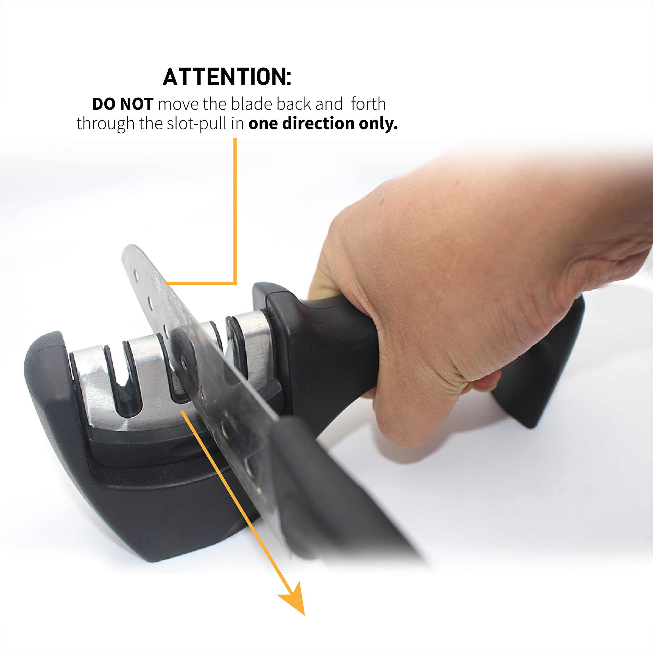 SafeFlame 3-Stage Knife Sharpener, Restore Kitchen Knives with 3 Sharpening Stages, Repair, Sharpen, and Polish for Dull Blades, Professional Chef's Choice (KS-001)
