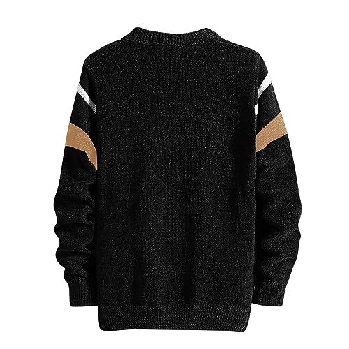 Mens Tops Fall Plus Size Fall Jacket White Sweatshirt Oversized Pullover Sweaters For Men Long Sleeve Sweater Fall Business Casual Clothes For Men Zip Up Sweaters For Men Z1005a-Black L