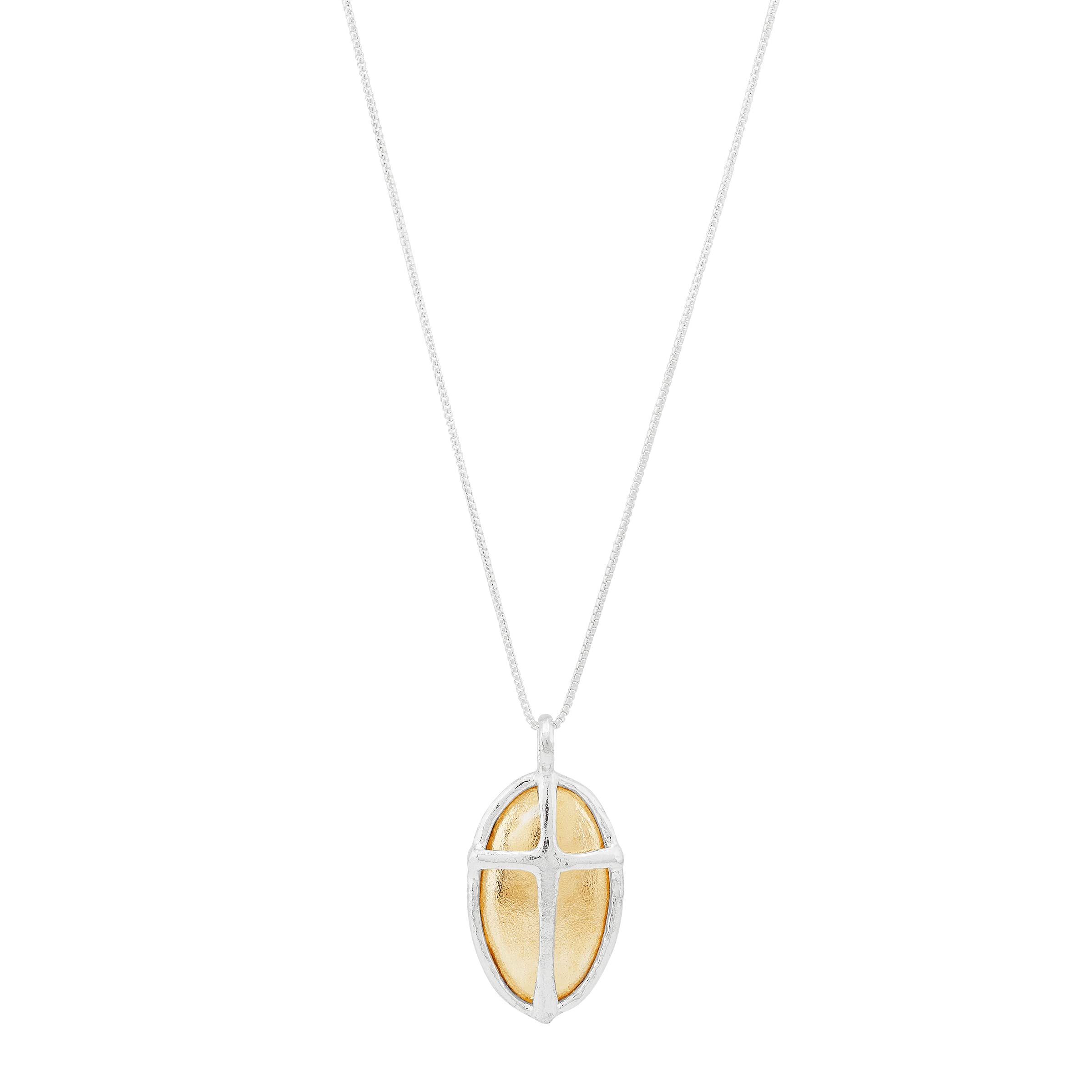 Silpada 'Golden Cross' Sterling Silver with 14K Yellow Gold Plating Pendant Necklace, 16" + 2"
