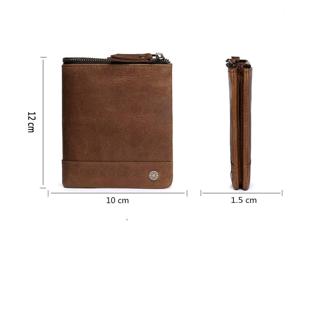 Walnut Retro Crazy Horse Top Layer Leather Multi-Function Tri-Fold Men's Wallet Fashion Leather Clutch Bag Vertical Style