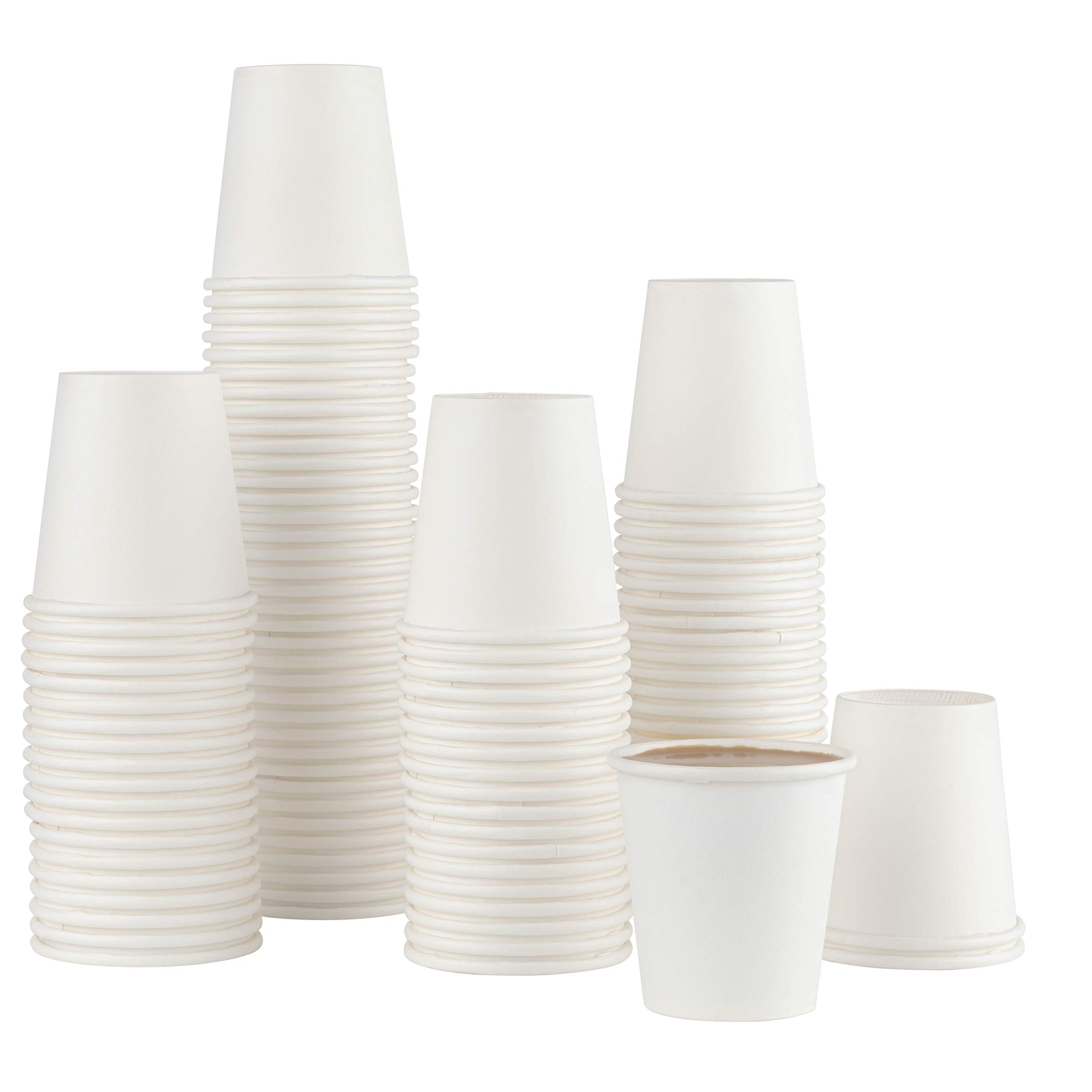 PLASTICPRO [100 Pack] 3 ounce Paper Hot Cups Disposable Coffee Cup for Bathroom, Espresso, Mouthwash Cups