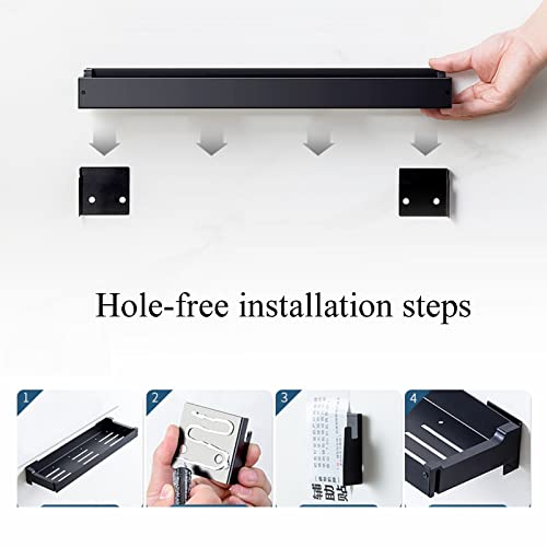 YEAPA Kitchen Hanging Rack No Drilling Kitchen Utensil Hanger Black Kitchen Wall Rack Wall Mounted Adhesive with Hook Stainless Steel for Cabinet Door Kitchen,C2 Pack 40cm (Size : B30cm)