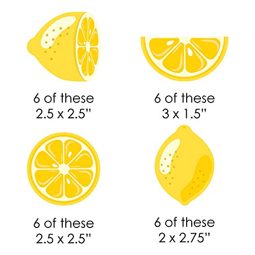 So Fresh - Lemon - Paper Straw Decor - Citrus Lemonade Party Striped Decorative Straws - Set of 24