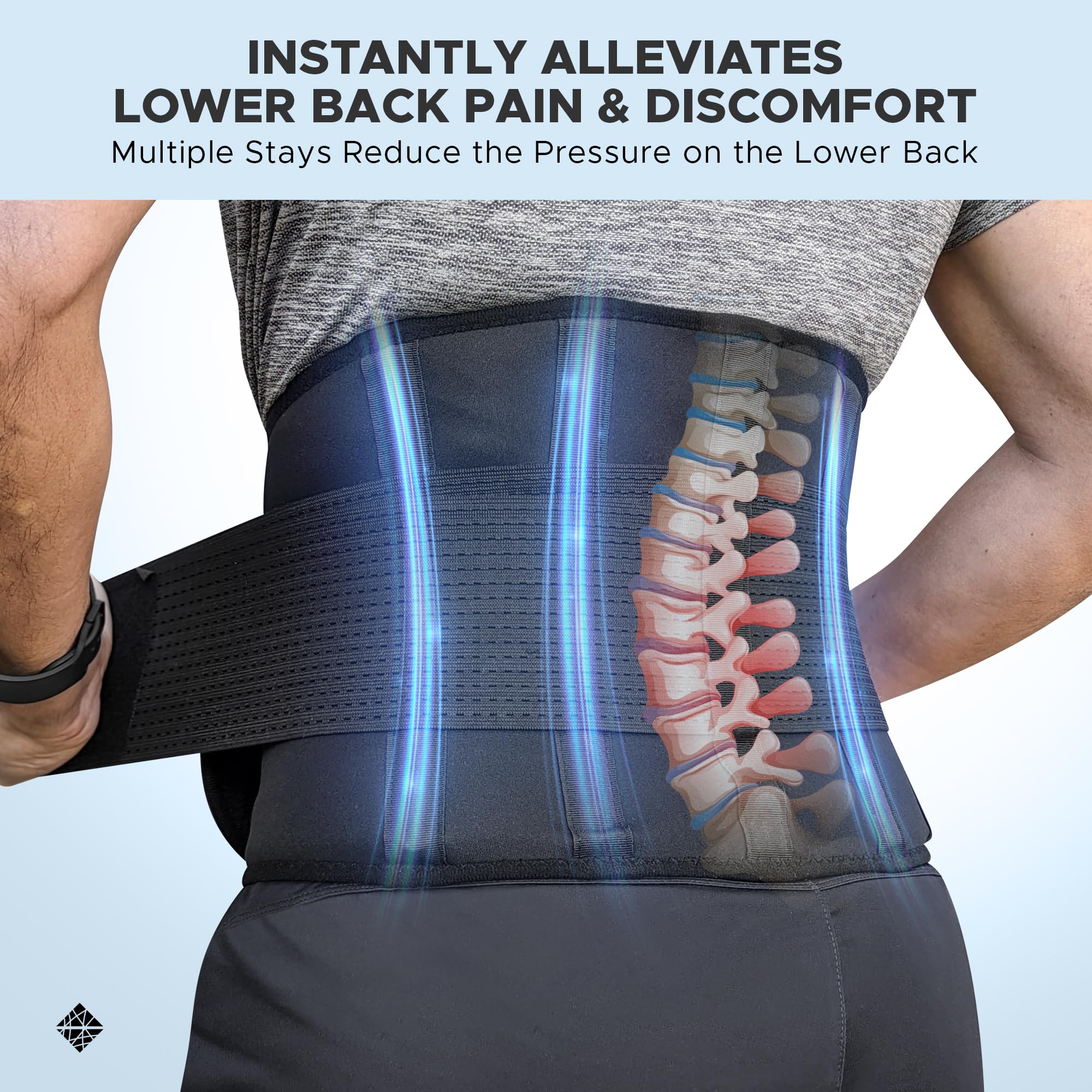 NeoHealth Plus Size Lower Back Brace |3XL| Lumbar Support for Pain Relief and Injury Prevention | Under Clothes Belt | Back Support Belt for Women & Men | Big and Tall | Obese Oversized Overweight