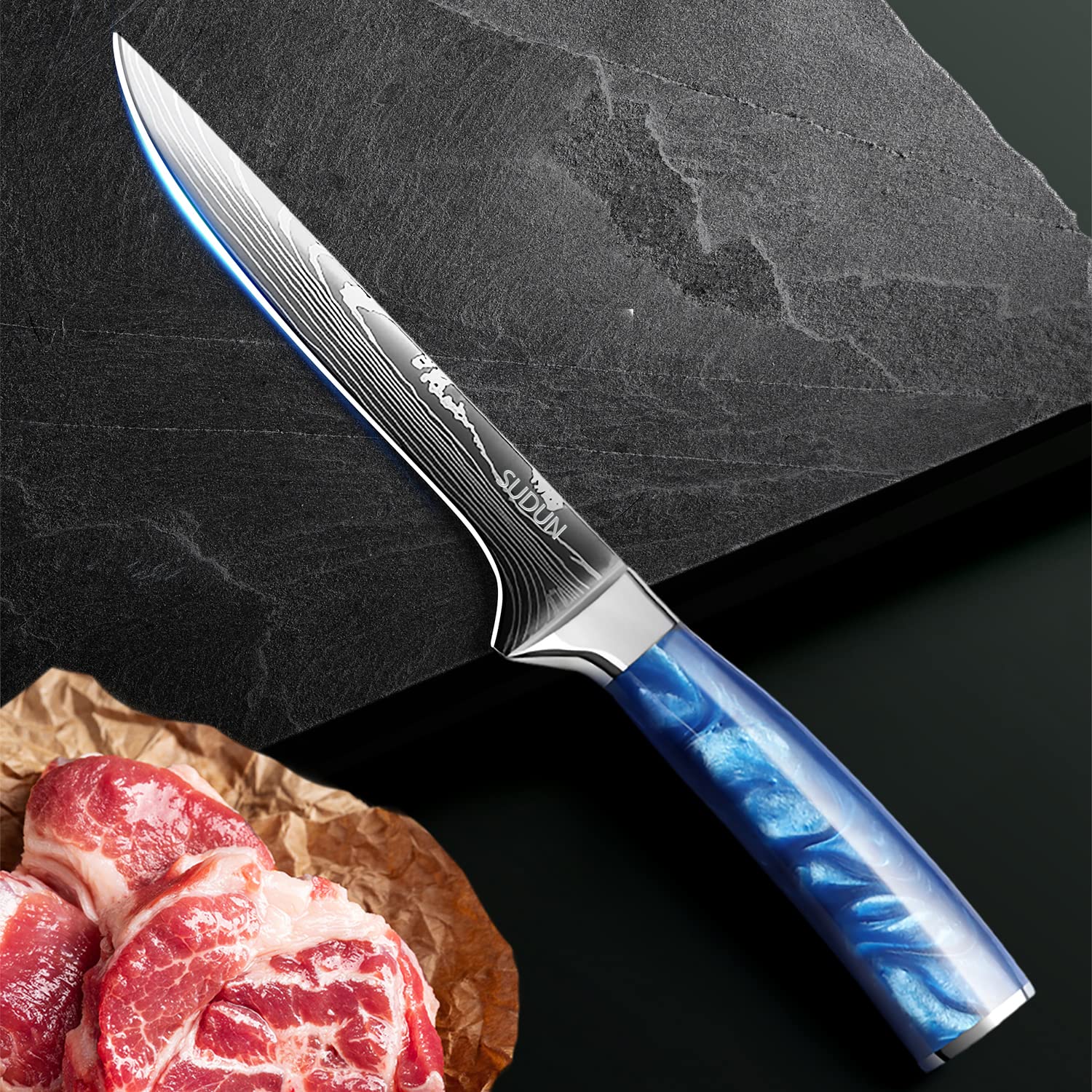 SUDUN Boning Knife 6 Inch, Versatile Deboning Knife,German High Carbon Stainless Steel Kitchen Knives for Meat Fish Poultry Chicken, Ergonomic Resin Handle with Gift Box
