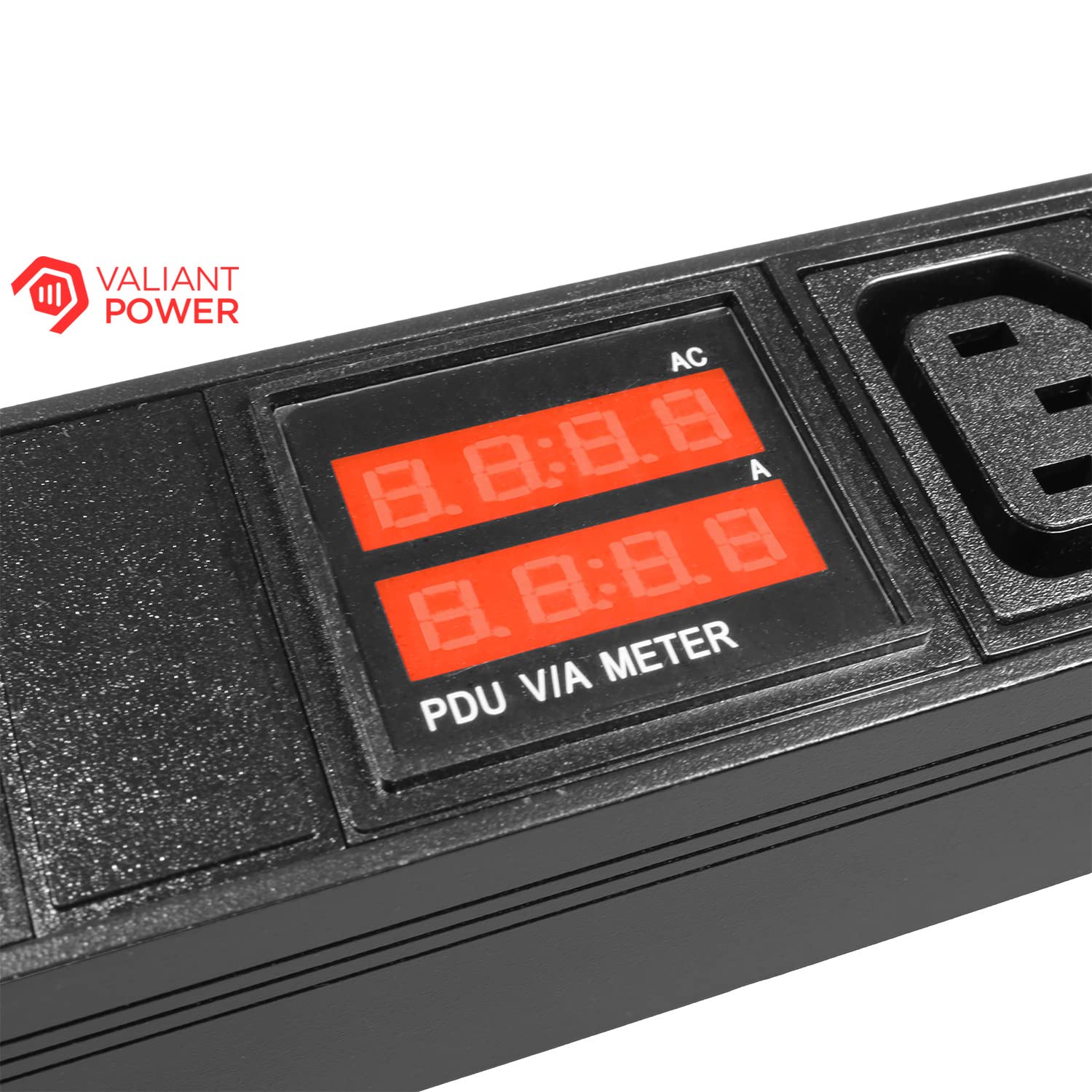Valiant Power Rack Mount Power Strip - 240V 30A Single Phase PDU with Built-in Surge Protector, Volt & Amp Meter for Data Center - 19β Metal Housing, Ears & Fittings Included, 6β Cable, 6 Outlets